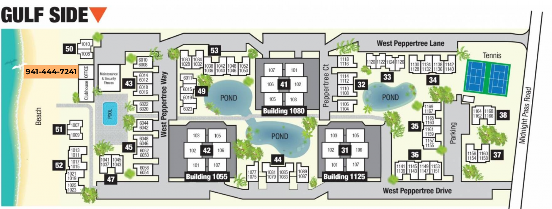 Property Map of Complex | Siesta Key | Peppertree Bay Rentals
